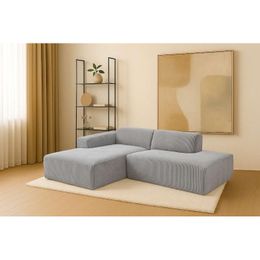 Andas Ecksofa »Noord mit Kedernaht, Breite 227 cm, L-Form« Cord, Struktur, Webstoff, mit Wellenunterfederung, Massivholzrahmen ligh grey