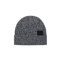 Tom Tailor Denim Beanie mit Strick-Struktur und Logo-Badge navy off white mouline