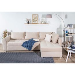 Collection AB Ecksofa »JANA XL-Sofa L-Form« inkl. Bettfunktion, Bettkasten und Bonnelfederkern beige
