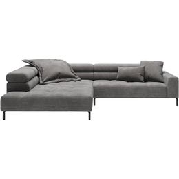 Places of Style Ecksofa »Claya, L-Form, incl. Kopfteilverstellung, Breite 311 cm« wahlweise elektrischer Sitzvorzug dark-grey