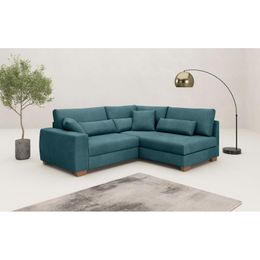 MR. COUCH Ecksofa »Hilla L-Form, bis 140 kg belastbar« mit Taschenfederkern, wahlweise mit Bettfunktion Memphis 13 petrol
