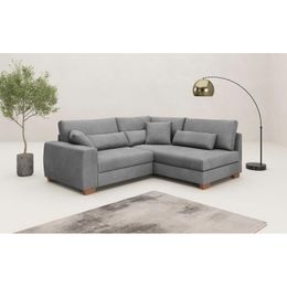 Ecksofa &raquo;Hilla L-Form&laquo; Mit Federkern, wahlweise mit Bettfunktion und Taschenfederkern grau Novaclean Avanti (100% Polyester)