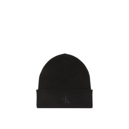 Calvin Klein Strickmütze »CK FINE RIB BEANIE« mit Markenlogo BLACK