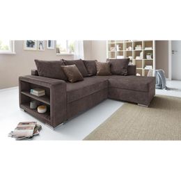 Collection AB Ecksofa »John L-Form« inklusive Bettfunktion und Bettkasten dunkelbraun