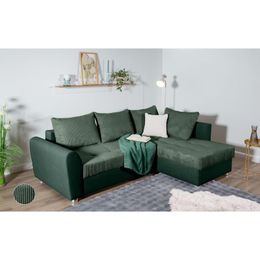 Collection AB Ecksofa »Jana L-Form« inkl. Bettfunktion, Bettkasten und Bonnelfederkern grün