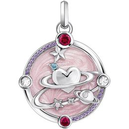 Thomas Sabo Kettenanhänger »rosa mit Herzplaneten und Steinen, PE959-340-9« () mit Glas-Keramik Stein, Korund (synth.), Zirkonia (synth.)...