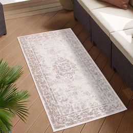 Carpet City Outdoorteppich &raquo;DUO RUG 5577&laquo; rechteckig 5 mm H&ouml;he Wendeteppich Wetterfest In- & Outdoor, Balkon, Terrasse, Wohnzimmer beige Obermaterial: 100% 