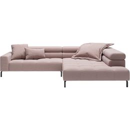 Places of Style Ecksofa »Claya, L-Form, incl. Kopfteilverstellung, Breite 311 cm« wahlweise elektrischer Sitzvorzug rosa