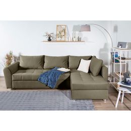 Collection AB Ecksofa »JANA XL-Sofa L-Form« inkl. Bettfunktion, Bettkasten und Bonnelfederkern dunkeolive
