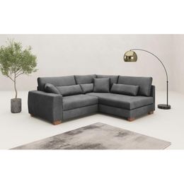 MR. COUCH Ecksofa »Hilla L-Form, bis 140 kg belastbar« mit Taschenfederkern, wahlweise mit Bettfunktion Memphis 17 black 0