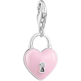 Thomas Sabo Charm-Einhänger »rosa Herzschloss, 2071-691-9« mit Zirkonia (synth.) silberfarben-rosa-weiß + weiß Charm-Anhänger rosa Herzschloss