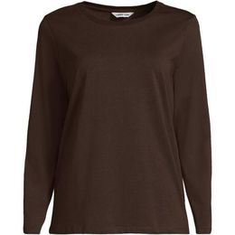 LANDS' END Lang&auml;rmeliges Supima-Shirt mit Rundausschnitt, Damen,  Braun, by Lands' End