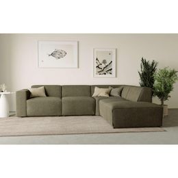 Home Affaire andas Ecksofa »Noord mit Kedernaht, Breite 282 cm, L-Form« Webstoff, mit Wellenunterfederung, Massivholzrahmen khaki