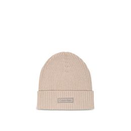 Calvin Klein Strickmütze »PATCH CHUNKY RIB COTTON BEANIE« mit Markenlogo Chateau Gray