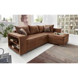 Collection AB Ecksofa »John L-Form« inklusive Bettfunktion und Bettkasten mittelbraun