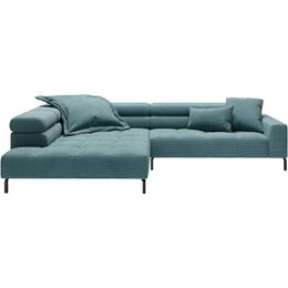 Places of Style Ecksofa »Claya, L-Form, incl. Kopfteilverstellung, Breite 311 cm« wahlweise elektrischer Sitzvorzug petrol