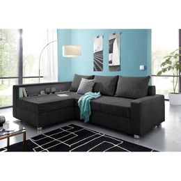 Collection AB Ecksofa »Relax L-Form« inklusive Bettfunktion, Federkern, wahlweise mit RGB-LED-Beleuchtung schwarz/schwarz