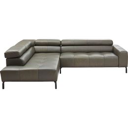 Places of Style Ecksofa »Claya, L-Form, incl. Kopfteilverstellung, Breite 276 cm« wahlweise elektrischer Sitzvorzug olive