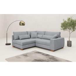 Ecksofa &raquo;Hilla L-Form, bis 140 kg belastbar&laquo; mit Taschenfederkern, wahlweise mit Bettfunktion grau Memphis (Grundgewebe - 100% Polyester; Nutzschicht-