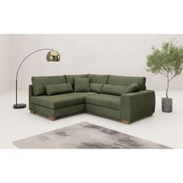 MR. COUCH Ecksofa »Hilla L-Form, bis 140 kg belastbar« mit Taschenfederkern, wahlweise mit Bettfunktion Memphis 12 green