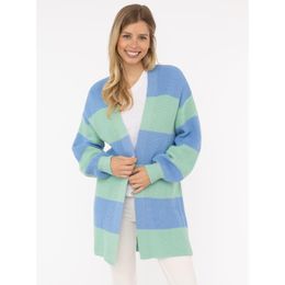 Zwillingsherz Cardigan »"Katja"« One Size, Wollanteil, Langarm, Blockstreifen, ohne Verschluss Hellblau Mint 0 Damen-Strickjacke von Zwilllingsherz