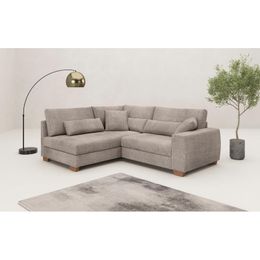 Ecksofa &raquo;Hilla L-Form, bis 140 kg belastbar&laquo; mit Taschenfederkern, wahlweise mit Bettfunktion grau Dolce (100% Polyester)