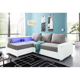 Collection AB Ecksofa »Relax L-Form« inklusive Bettfunktion, Federkern, wahlweise mit RGB-LED-Beleuchtung weiß/grau
