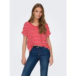 Only V-Shirt &raquo;ONLMOSTER V-NECK TOP JRS&laquo; High Risk Red Stripes:Cloud dancer L (40) L (40) Kurzarm und gestreifte Optik f&uuml;r einen trendigen Look