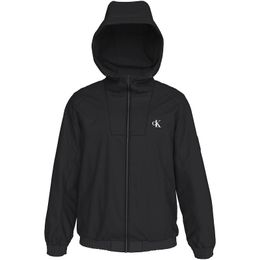 Calvin Klein Jeans Outdoorjacke »UNPADDED HOODED HARRINGTON« mit Kapuze mit Calvin Klein Logo-Badge Ck Black M M Jacke von Calvin Klein Jeans Menswear