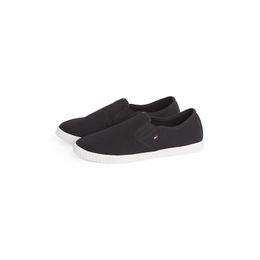 Tommy Hilfiger Slip-On Sneaker »CANVAS SLIP-ON SNEAKER«, Freizeitschuh, Schlüpfschuh, Slipper, Halbschuh, Flaggen-Stickerei schwarz 35 35 Slip...