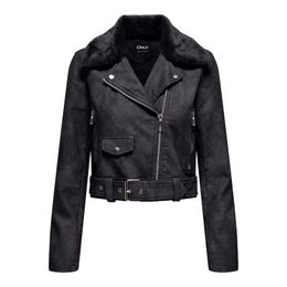 Only Lederimitatjacke &raquo;ONLMACY WASHED BIKER CC OTW&laquo; Phantom Detail:Dtm Fur M (38) M (38) Modische Bikerjacke von Only