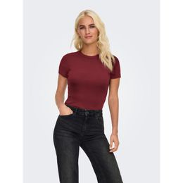 Only Kurzarmshirt »ONLVAL – Basic-Shirt mit Stretchkomfort für jeden Tag« regular fit, modisch, Jersey, Baumwollmischung, Rundhals Cabernet M M...