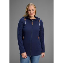 Kangaroos Fleecejacke mit Kapuze Große Größen, Übergangsjacke Marine 46 46 Fleecejacke aus atmungsaktivem Material für angenehmen Tragekomfort