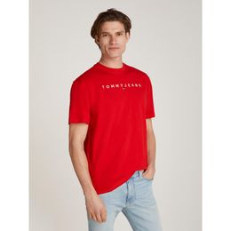 Tommy Jeans T-Shirt »TJM REG LINEAR LOGO TEE EXT« mit Markenlabel Deep Crimson L L Regular Fit Passform: Lässig und bequem, ideal für den Alltag