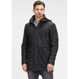 Mauritius Lederjacke »GMElio« mit Kapuze mit Kapuze, Reißverschlusstaschen, Wattierung dark anthracite S