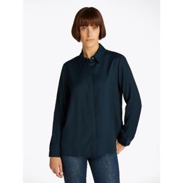 Tommy Hilfiger Hemdbluse »SOFT VISCOSE REGULAR LS SHIRT« in Unifarbe, mit Metalllabel Dark Night Navy 32 32 Hemdbluse von Tommy Hilfiger