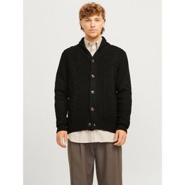 Jack & Jones JACK & JONES Strickjacke »JJCRAIG KNIT SHAWL NECK AW24« mit Schalkragen und Zopfmuster Black L L Gestrickter Cardigan von Jack & Jones