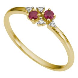Firetti Fingerring »Schmuck Geschenk Gold 375 Damenring Goldring Fantasie« mit Rubin - mit Brillanten gelbgoldfarben-weißgoldfarben-rot 18...