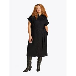 Tommy Hilfiger Curve Midikleid »CRV ESS LI BELTED S/S MIDI DRESS« in Großen Größen, mit Gürtel, Logostickerei Black 52 - N-Gr N-Gr 52 Kleid von...