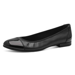 Tamaris Ballerina, Blockabsatz, Businessschuh, Schlupfschuh mit Elastikeinfass schwarz 40 40 Ballerina im klassischen Materialmix