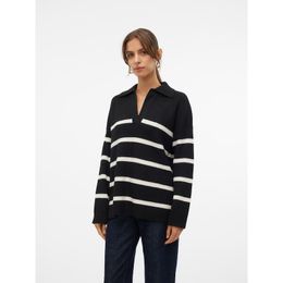 Véro Moda VERO MODA V-Ausschnitt-Pullover »VMLUNA LS V-NECK LONG PULLOVER GA BOO« Black Stripes:W. BIRCH L L Pullover von Vero Moda in Rippstrick