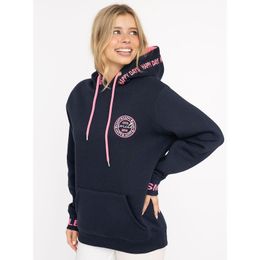 Zwillingsherz Damen Hoodie &raquo;"Happy Days"&laquo;, gestickte pinke Details, Kapuze, Kordelzug, Tasche vorne, Rippb&uuml;ndchen S/M