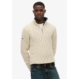 Superdry Strickpullover »JACOB CABLE KNIT HALF ZIP« Ecru M M Modischer Pullover von Superdry
