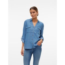 Véro Moda VERO MODA Hemdbluse »VMBREE 7/8 SLEEVE LOOSE TENCEL SHIRT GA« im Denim-Look und mit Riegel am Arm Medium Blue Denim L L Lässige Bluse von Vero Moda