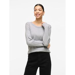 Vila Damen Rundhalspullover &raquo;VIRIL-O-PULLI&laquo; Feinstrick mit feinen Strickdetails grau M