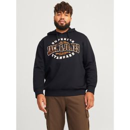 Jack & Jones PlusSize JACK & JONES PLUSSIZE Hoodie »JJELOGO SWEAT HOOD 2 COL 24/25 NOOS PLS« mit Logo Frontprint Black 5XL 5XL Herren-Hoodie von Jack & Jones PlusSize