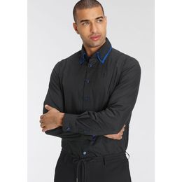 Bruno Banani Langarmhemd »Button Down Kragen« schwarz 37/38 - D-Gr D-Gr 37/38 Mit Elastananteil