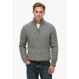 Superdry Strickpullover »JACOB CABLE KNIT HALF ZIP« Mid Grey M M Modischer Pullover von Superdry