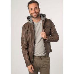 Mauritius Lederjacke »MMCyprus« mit Kapuze mit Jerseykapuze, Reißverschluss, Reißverschlusstaschen taupe S