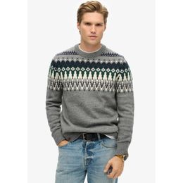Superdry Rundhalspullover »KNIT CREW JUMPER« Grey Marl Multi XXL XXL Modisch gemusterter Pullover von Superdry
